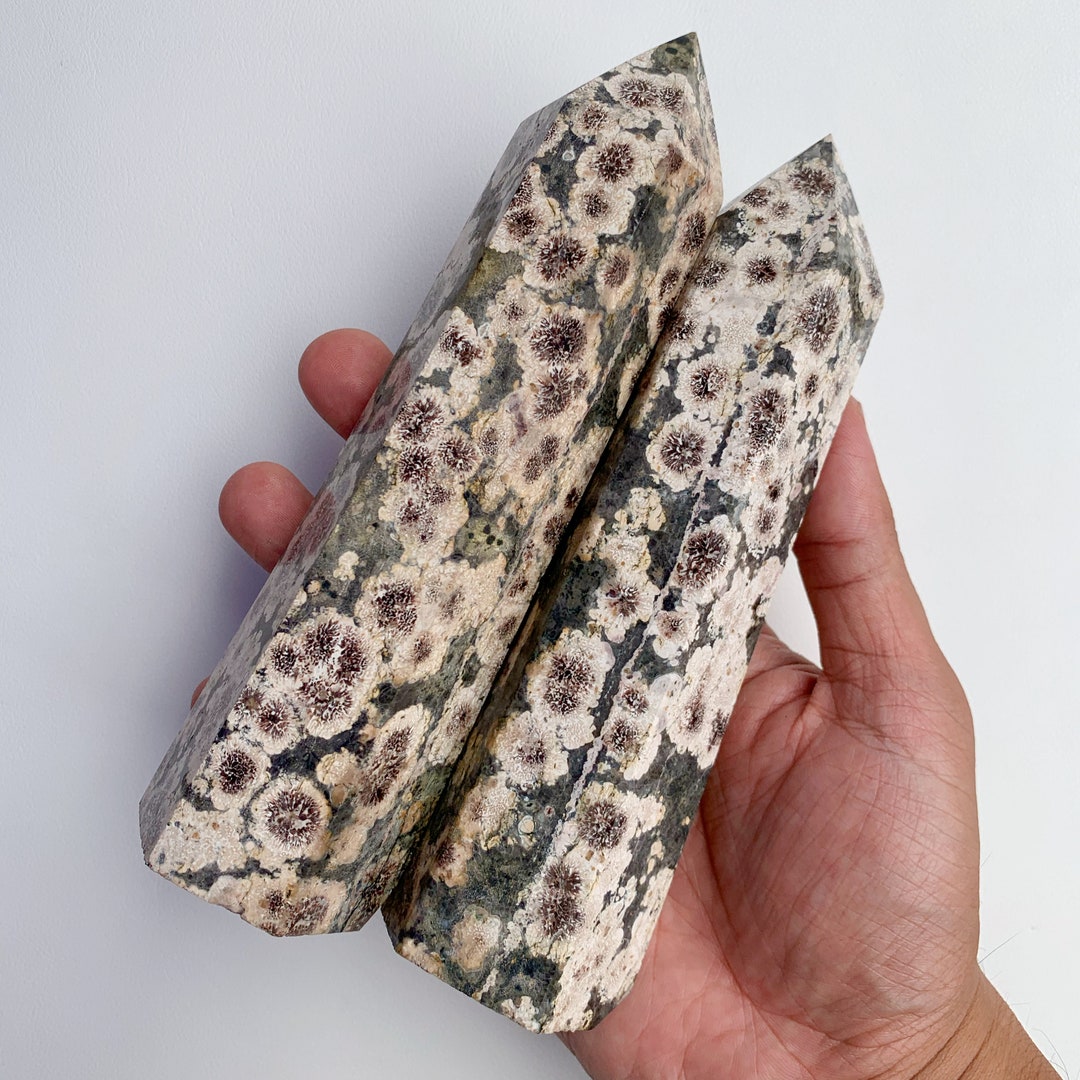 Large Green Flower Jasper Crystal Point - Healing Decor Stone (15cm ...