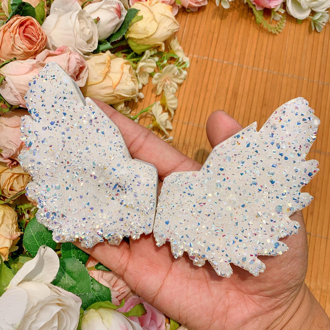 Angel Aura Cluster With Carved Wings, Stunning Quartz Geode for Healing ...