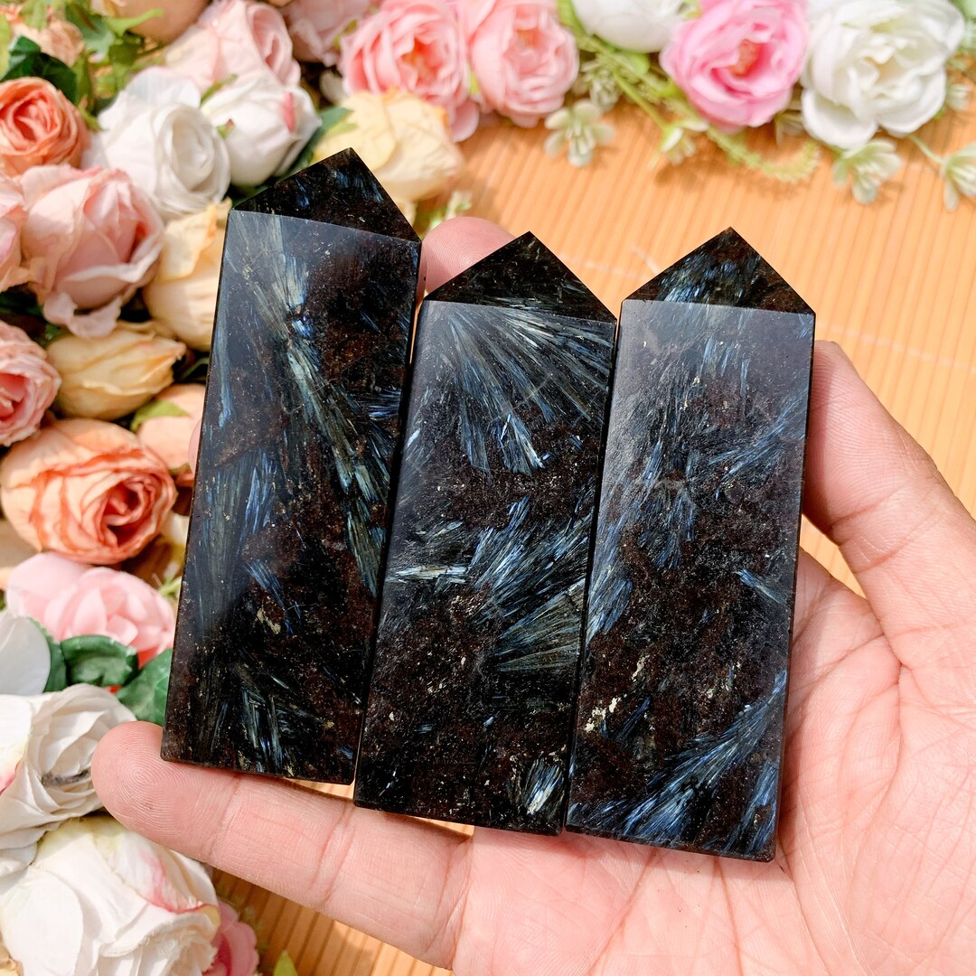 Astrophyllite Polished Tower: Arfvedsonite Healing Point, Elegant Decor ...