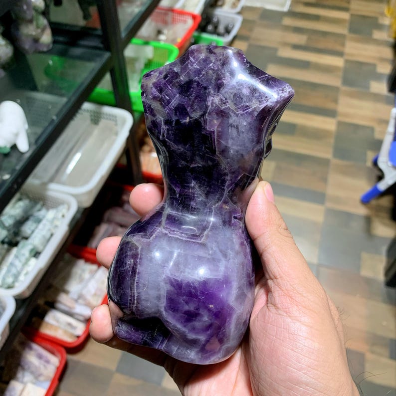 Amethyst Carved Female Body Model: Chevron Healing Stone, Spiritual ...