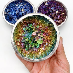 Blue, Purple & Rainbow Bismuth Crystal Bowl 10.5cm Healing Energy ...