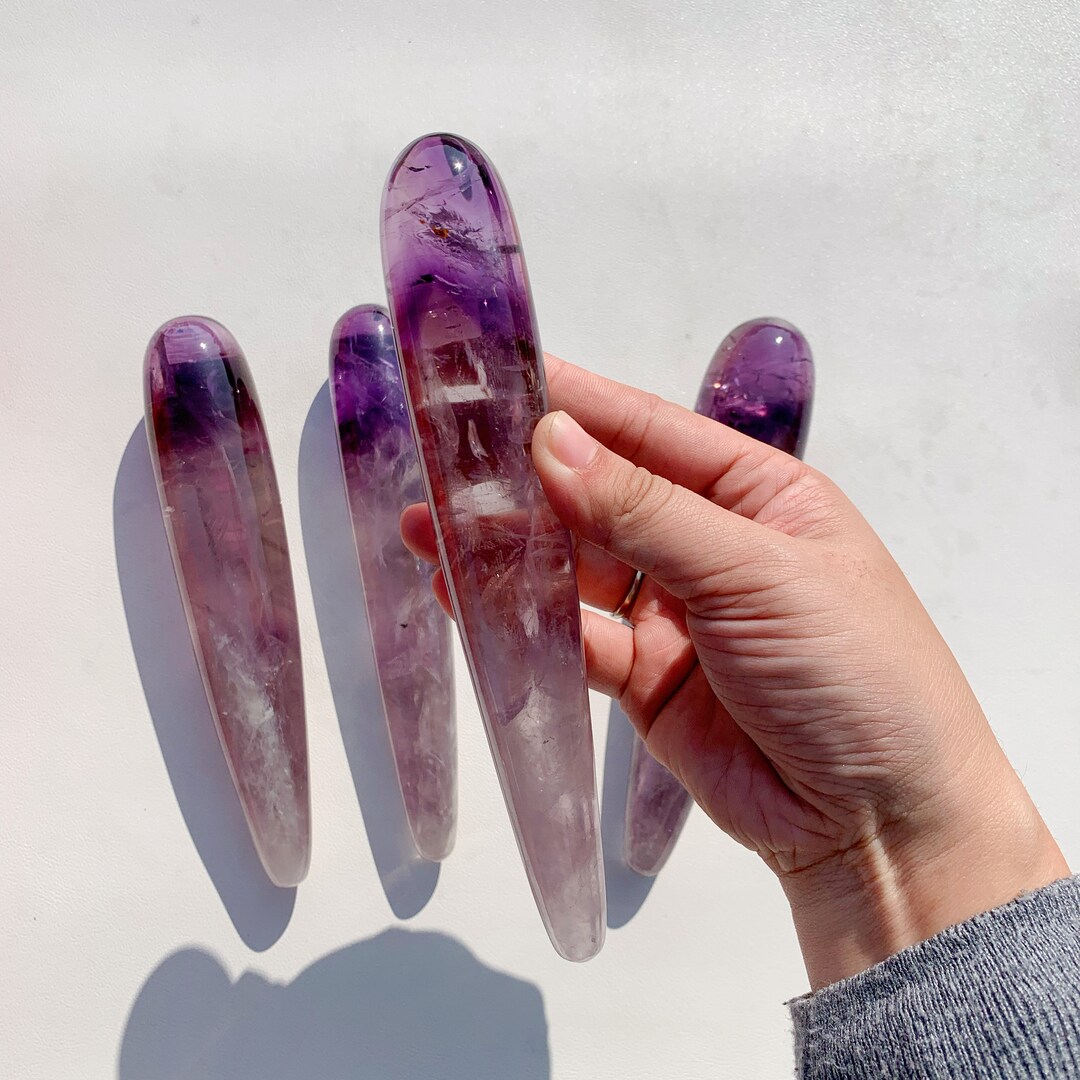 1PC Amethyst Crystal Penis Massager, Hand Carved 18cm Yoni Wand, for ...