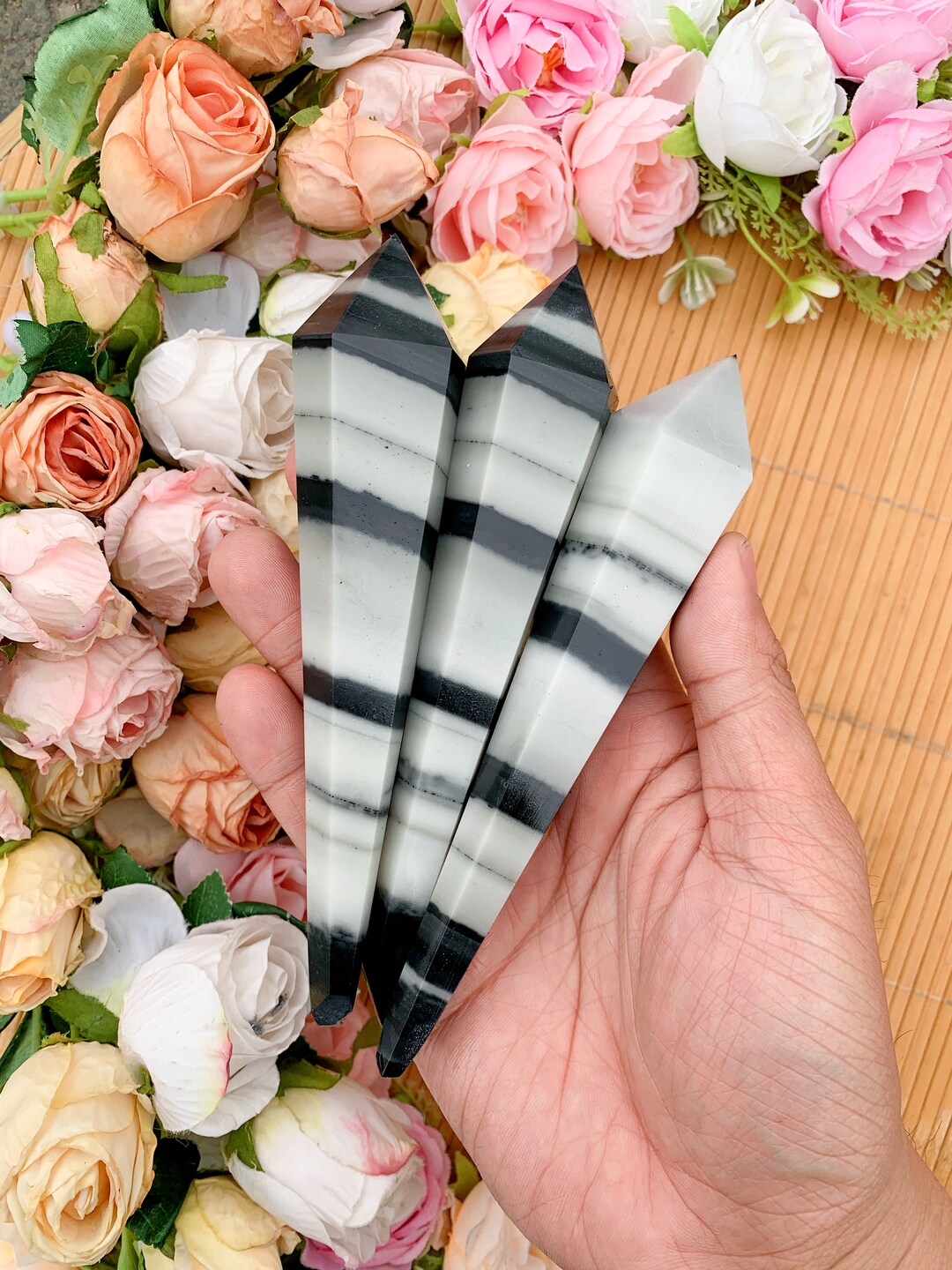 Natural Stone Taichi Jade Scepter Elegant Ying Yang Tower, Crystal ...