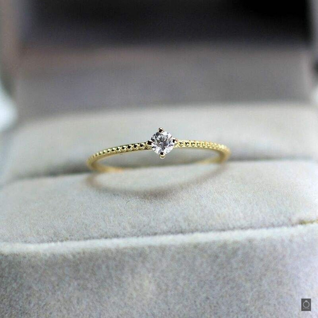 10K Gold Engagement Ring | Simple Engagement Solitaire Ring | Diamond ...