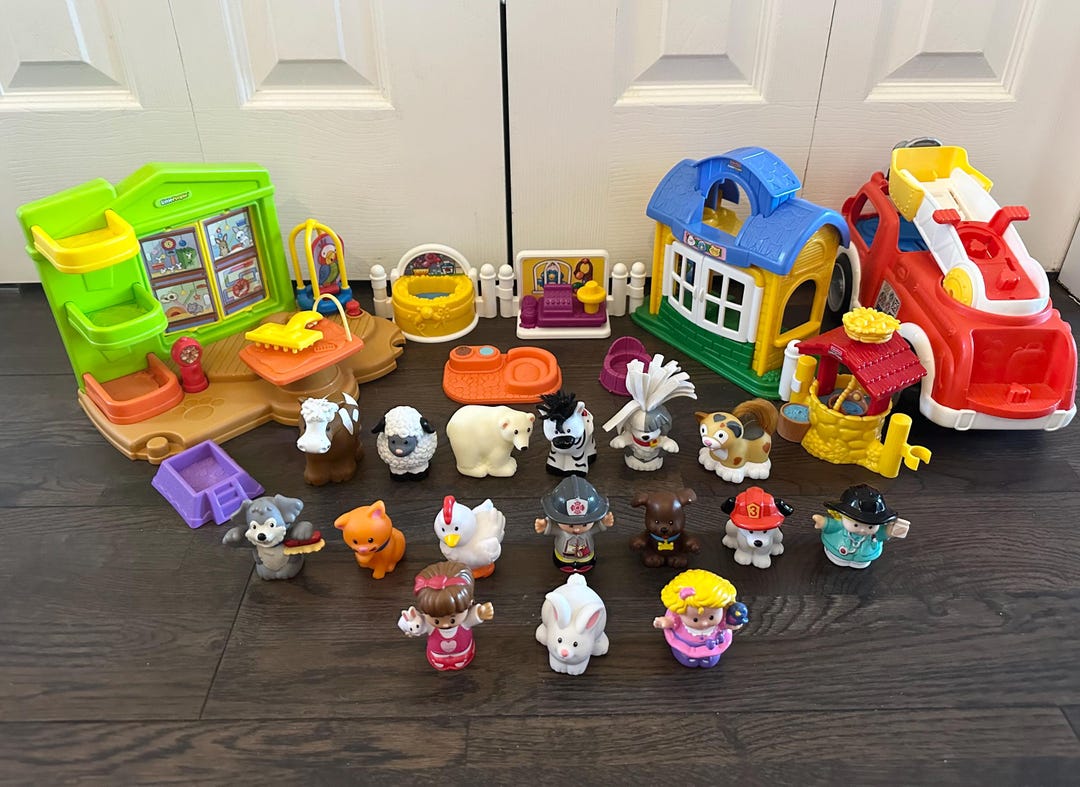 Fisher Price Little People ~ Pet Pals, Pet Center, & Rescue Firetruck ...