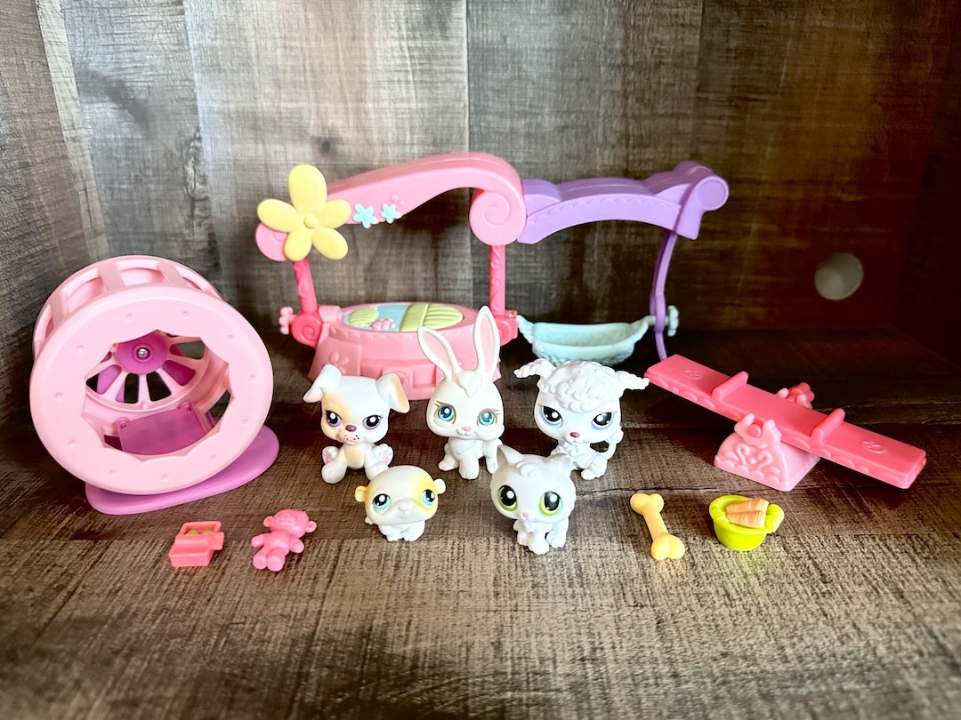 Littlest Pet Shop ~ Fancy Friends, Poodle #101, Rabbit #99, Kitten #100 ...
