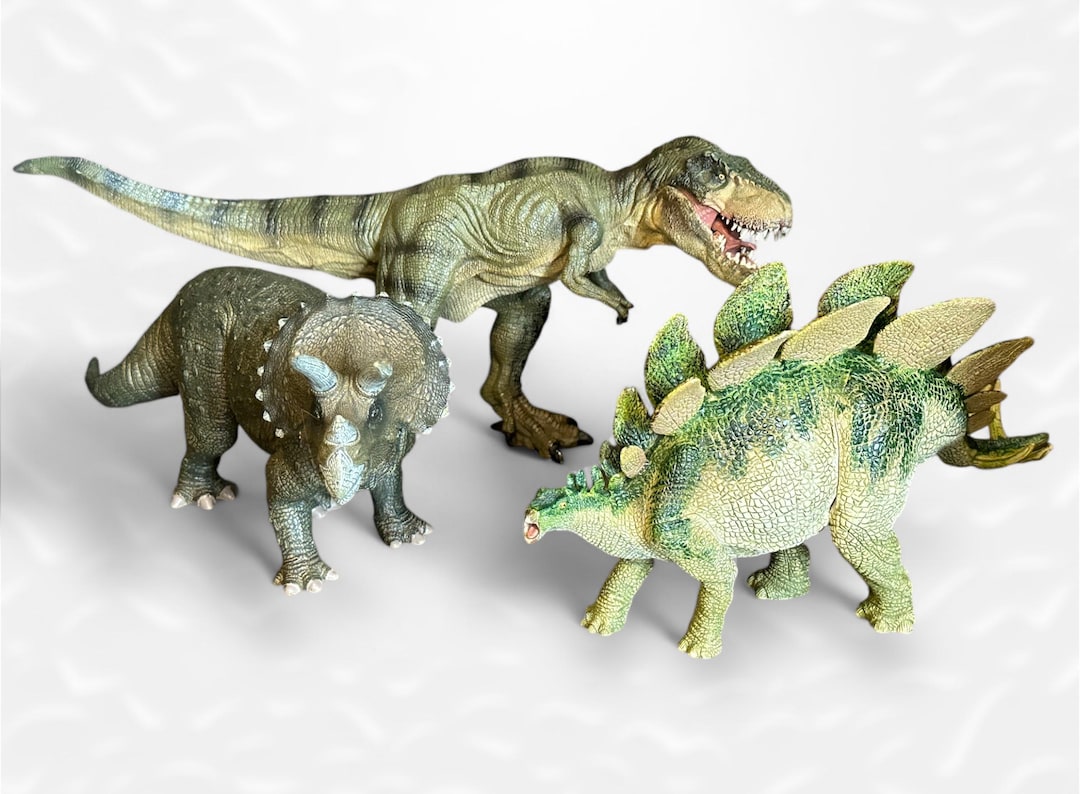 Papo Dinosaurs T-rex, Stegosaurus, Triceratops Set of 3 - Etsy
