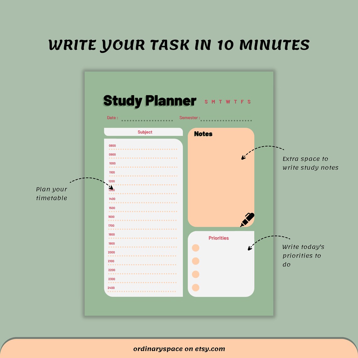 Digital Planner, Printable Planner, Study Planner, Daily Planner ...