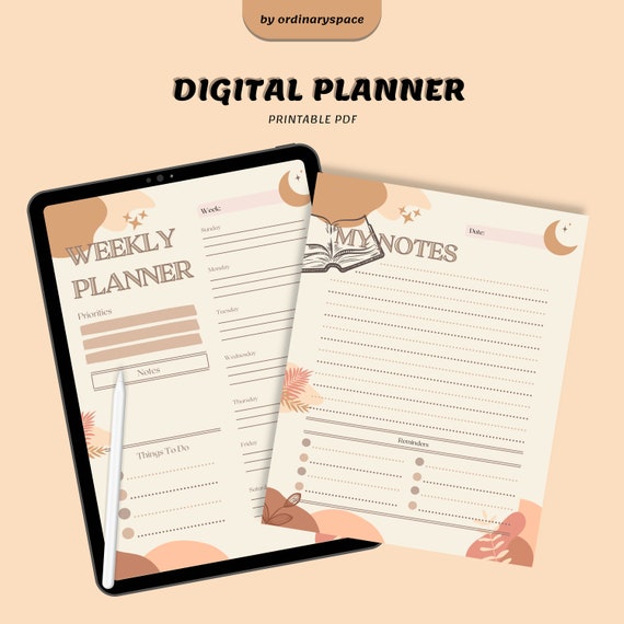 Digital Planner Printable Planner Study Planner Daily - Etsy