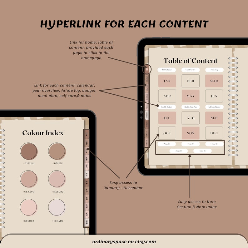 2023 Hyperlinked Digital Planner Undated Planner Notebooks - Etsy