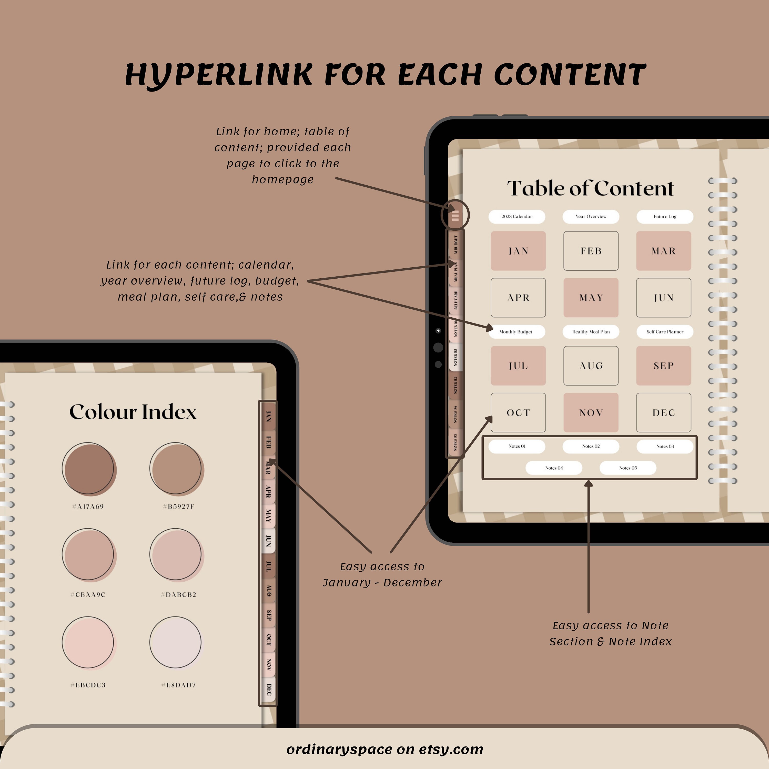 2023 Hyperlinked Digital Planner Undated Planner Notebooks - Etsy