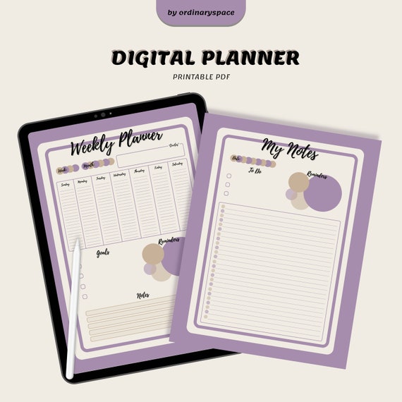 Digital Planner Printable Planner Study Planner Daily - Etsy