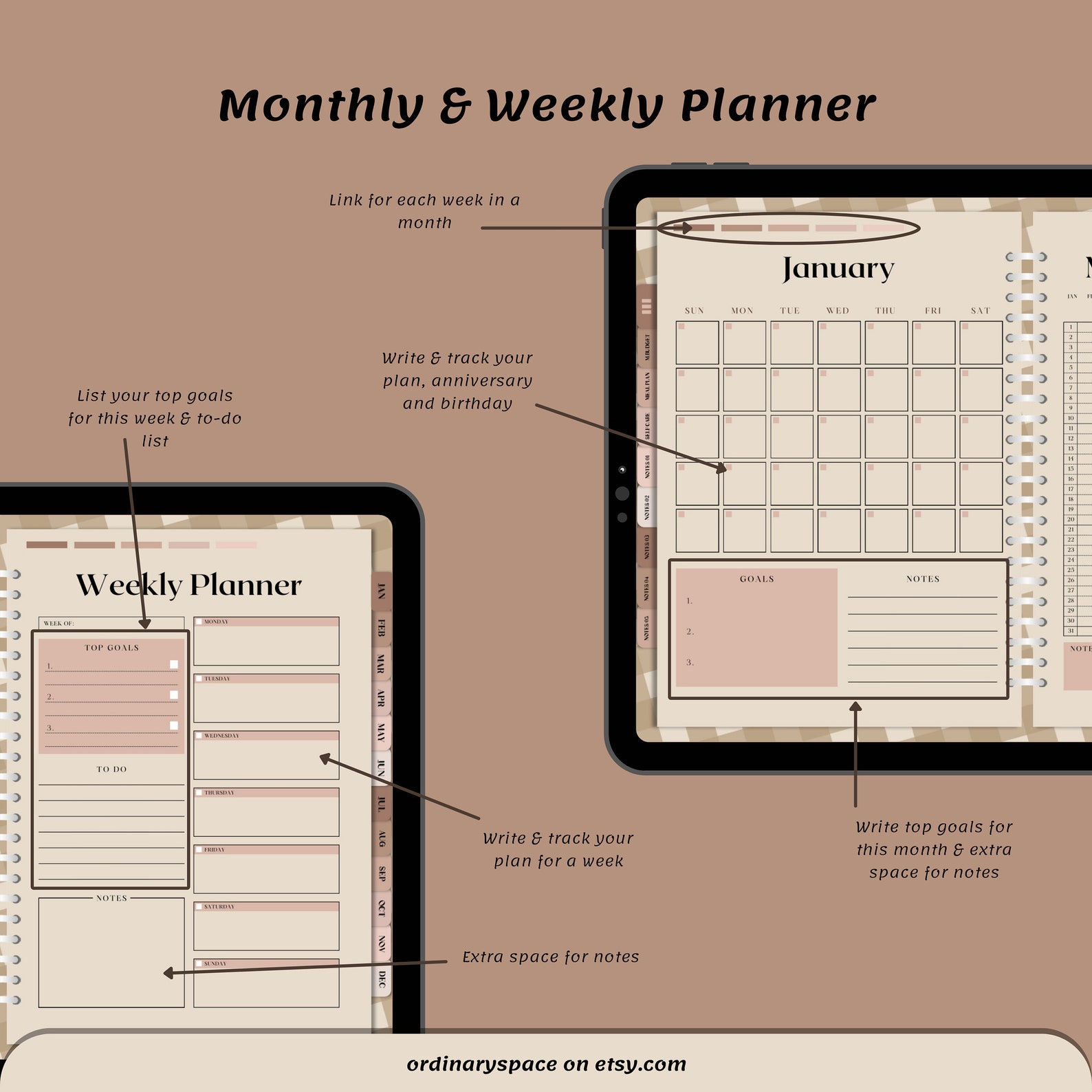 2023 Hyperlinked Digital Planner Undated Planner Notebooks - Etsy