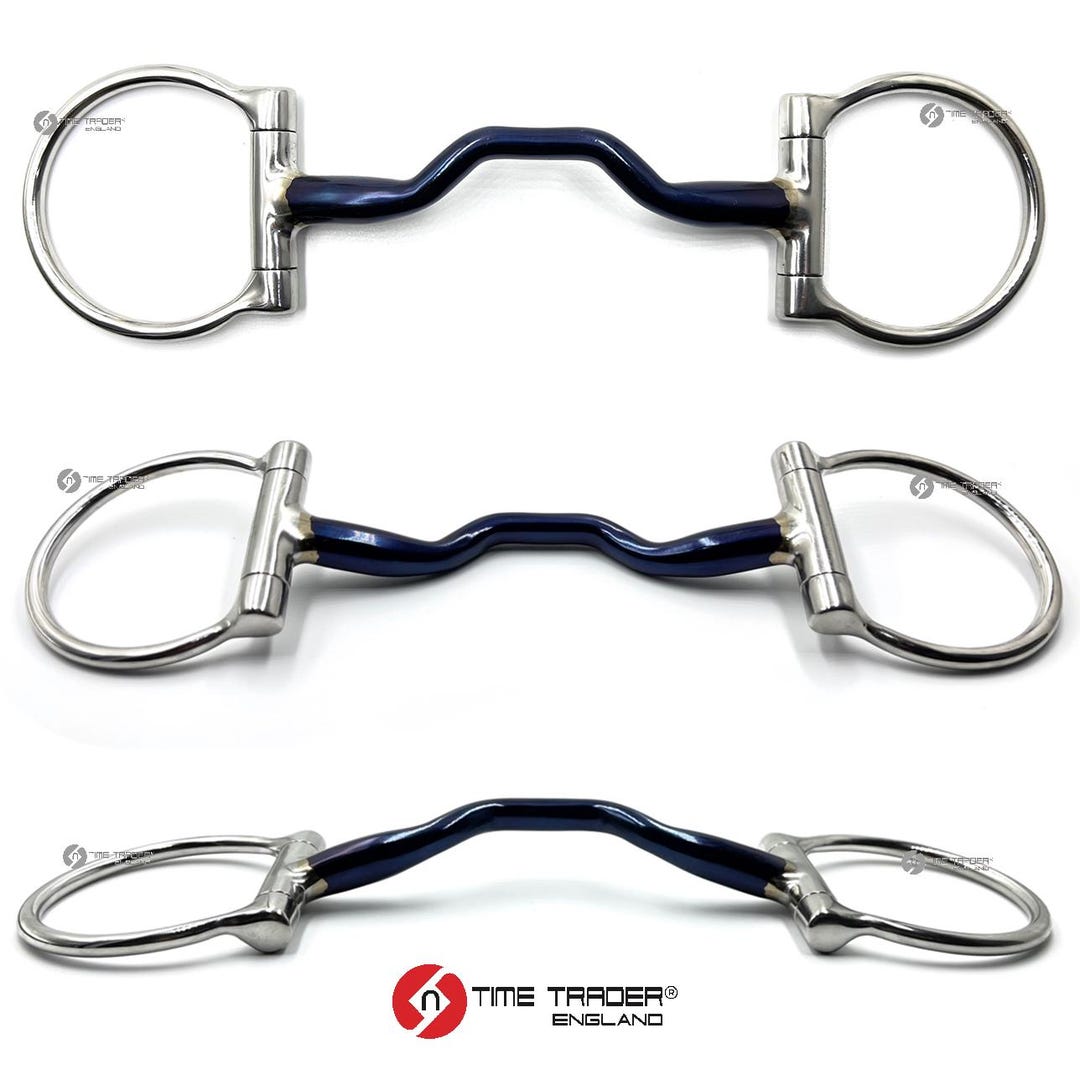 Ported D Dee Ring Blue Sweet Iron Horse Bit Snaffle Size 4.5" to 6.5 ...