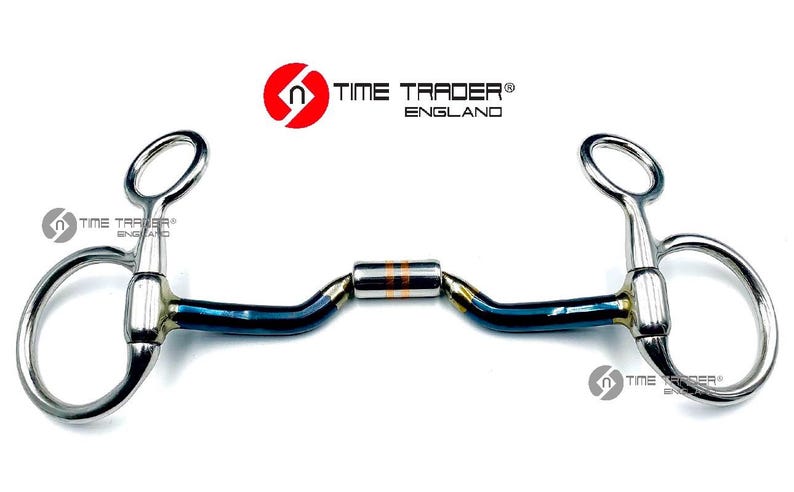 Baucher Hanging Cheek Blue Sweet Iron Copper Roller Horse Bit Snaffle 4 ...