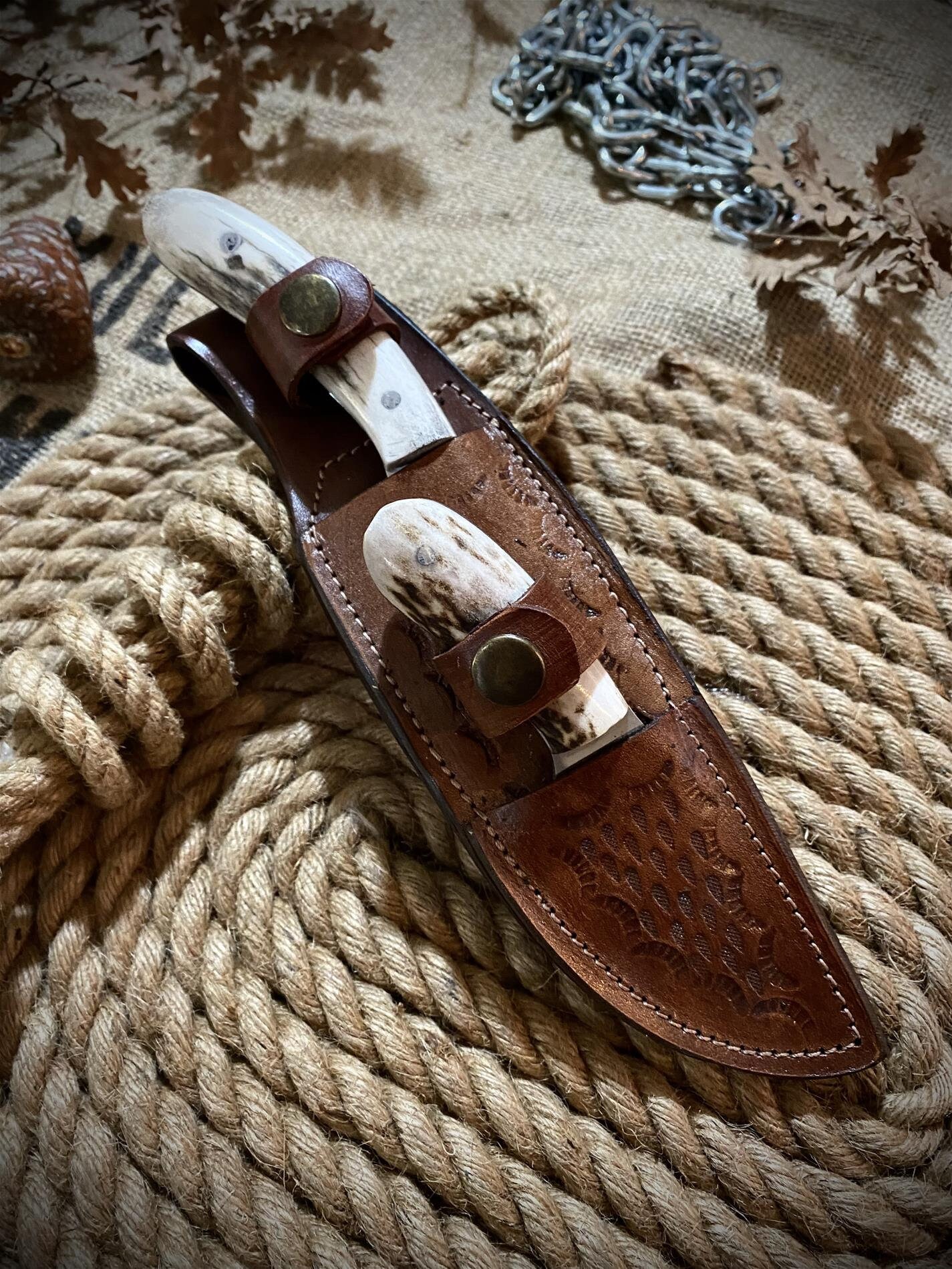 Handmade Dual Bushcraft Camping Knife deer Antler 2 Piece - Etsy