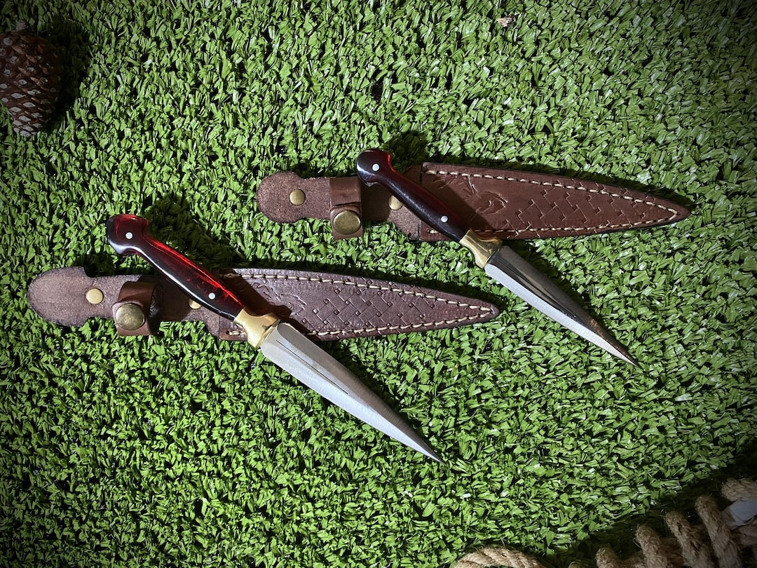 Handmade 2 Pcs Double Edge Hunting Knife Personalized Hunting - Etsy