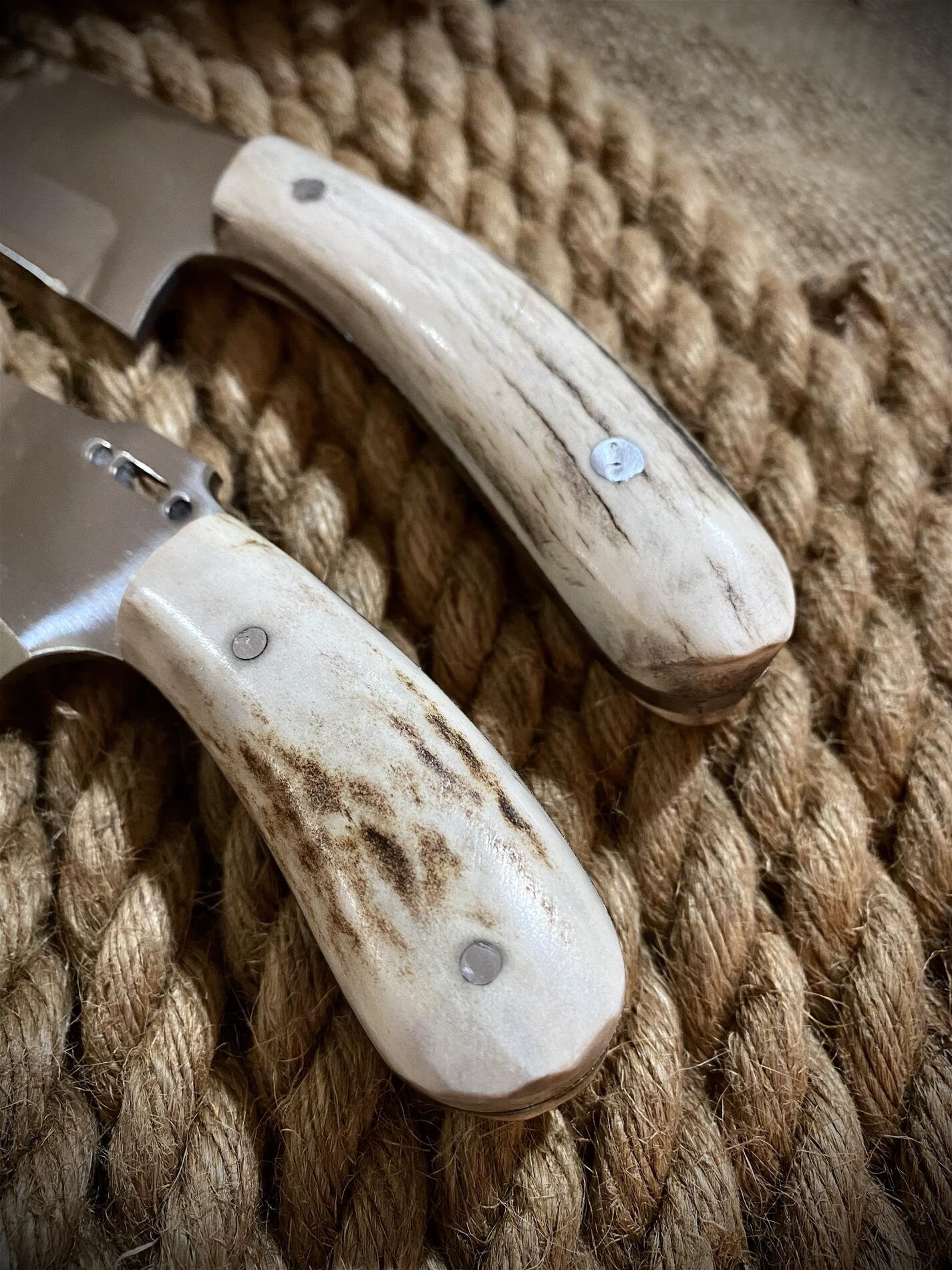 Handmade Dual Bushcraft Camping Knife deer Antler 2 Piece - Etsy