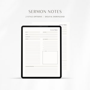 Digital Sermon Notes, Minimalist Sermon Notes, Daily Devotional, Sermon ...