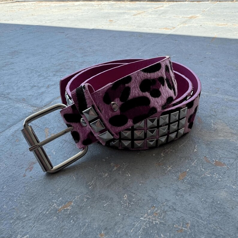 Y2K Pink Leopard Studded Belt – Punk Grunge Emo Goth Fashion, Vintage ...