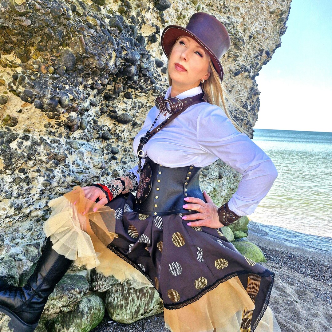 Steampunk Brown Leather Corset. Bee Design Victorian Corset Belt ...