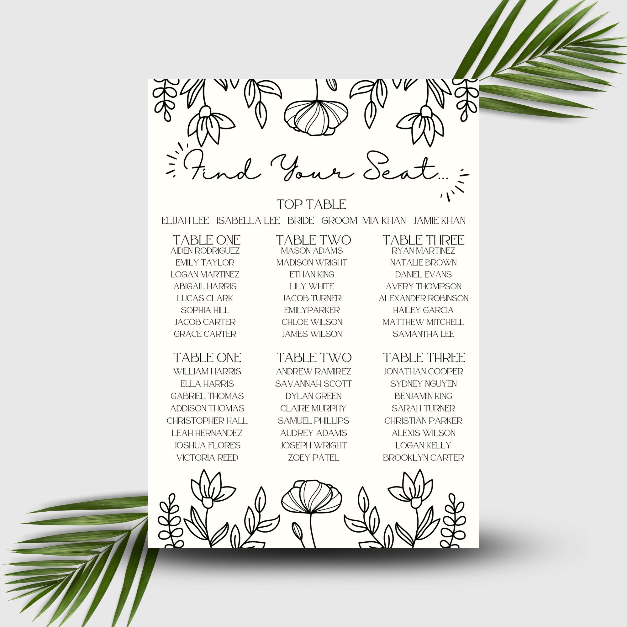 Personalised Wedding Table Plan, Wedding Seating Plan, Wedding Seating ...