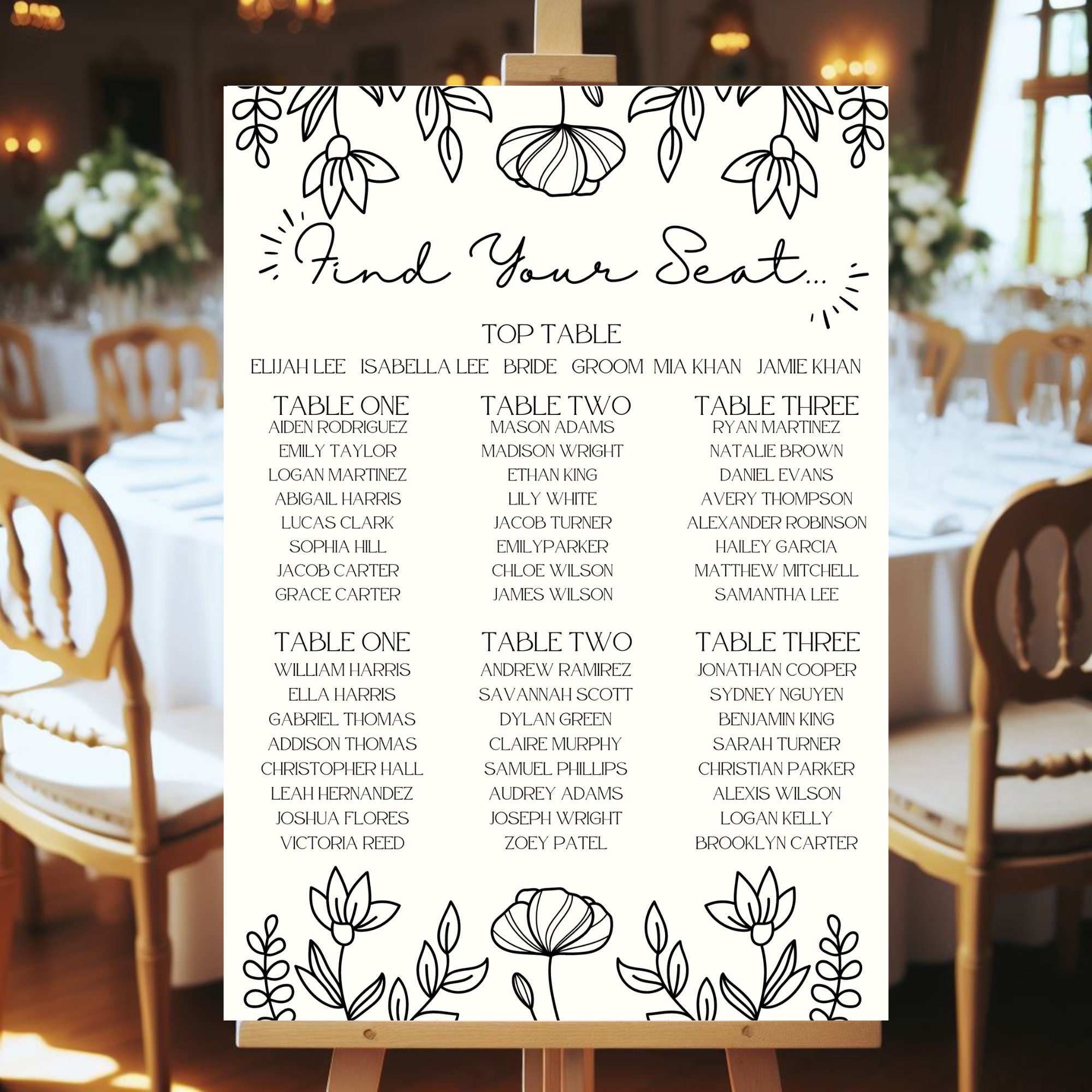 Personalised Wedding Table Plan, Wedding Seating Plan, Wedding Seating ...