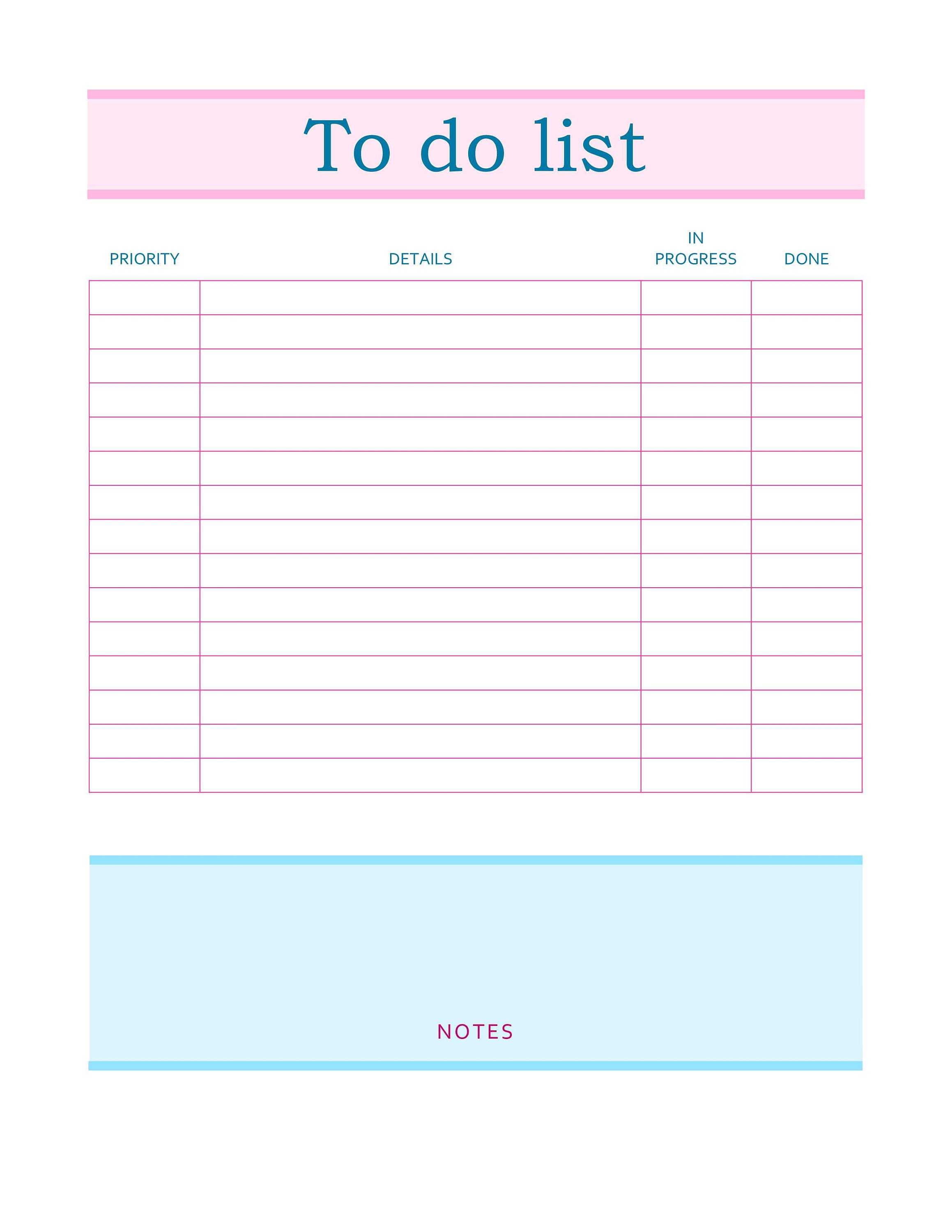 Pink & Blue Daily to Do List Printable Instant Download - Etsy
