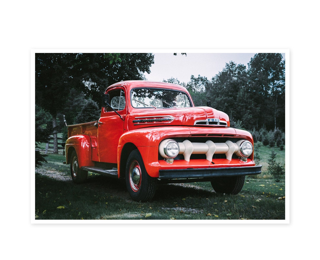 Classic Car Photography - 1951 Red Ford F2 Pickup Truck, Classic Car ...