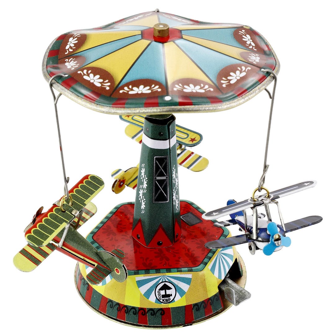 Tin Toys Carousel With Airplanes Biplane Airplane Carousel - Etsy UK