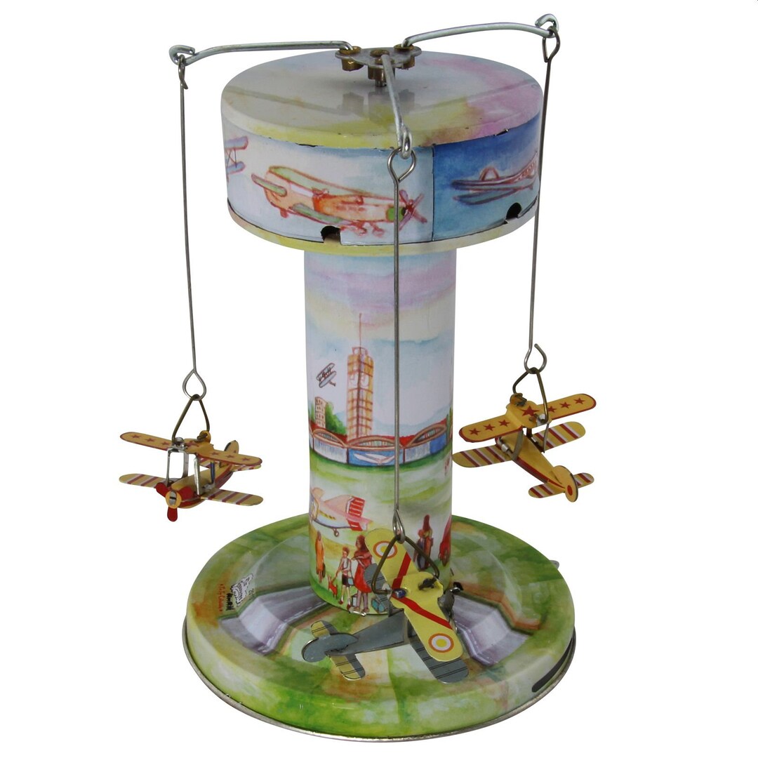 Tin Toys Carousel With Airplanes Airport Airplane Carousel - Etsy