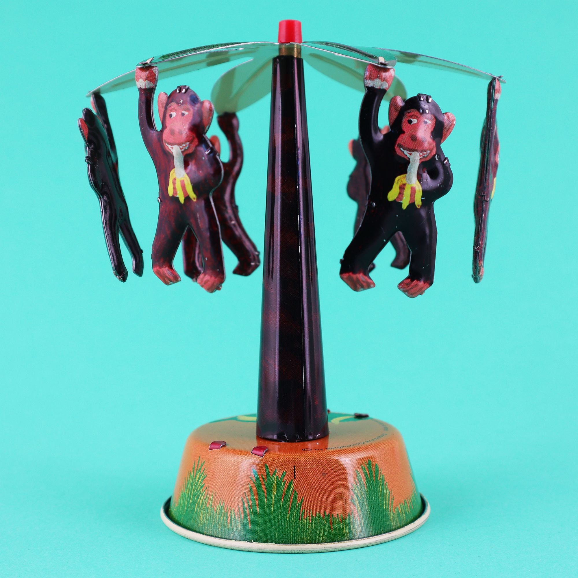 Tin Toy Carousel With Monkeys Jungle Monkey Carousel Monkey - Etsy