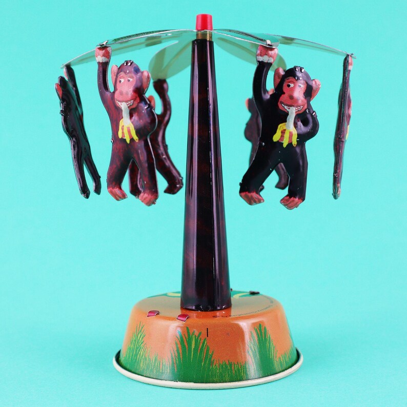 Tin Toy - Carousel With Monkeys, Jungle Monkey Carousel, Little Monkey ...