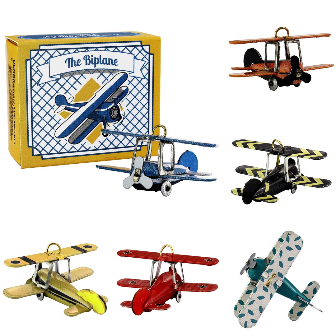 Tin Toy - Mini Airplane Biplane - Decorative Pendant - Metal - Etsy