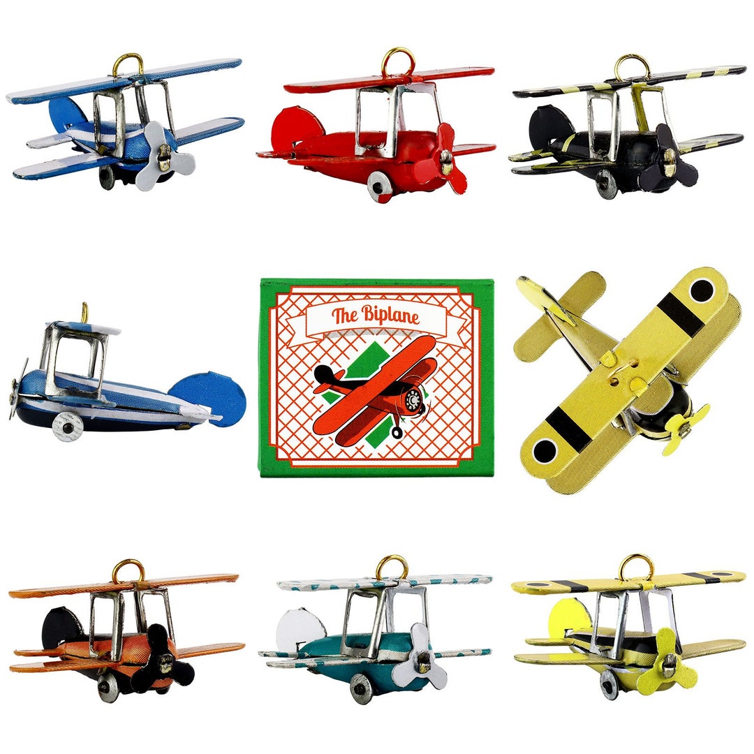 Tin Toy - Mini Airplane Biplane - Decorative Pendant - Metal - Etsy