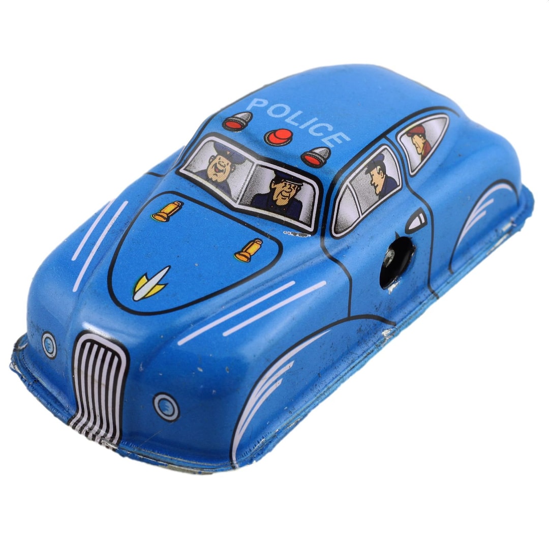 Tin Toy - Police - Police Car - Blue - Police Car - Etsy