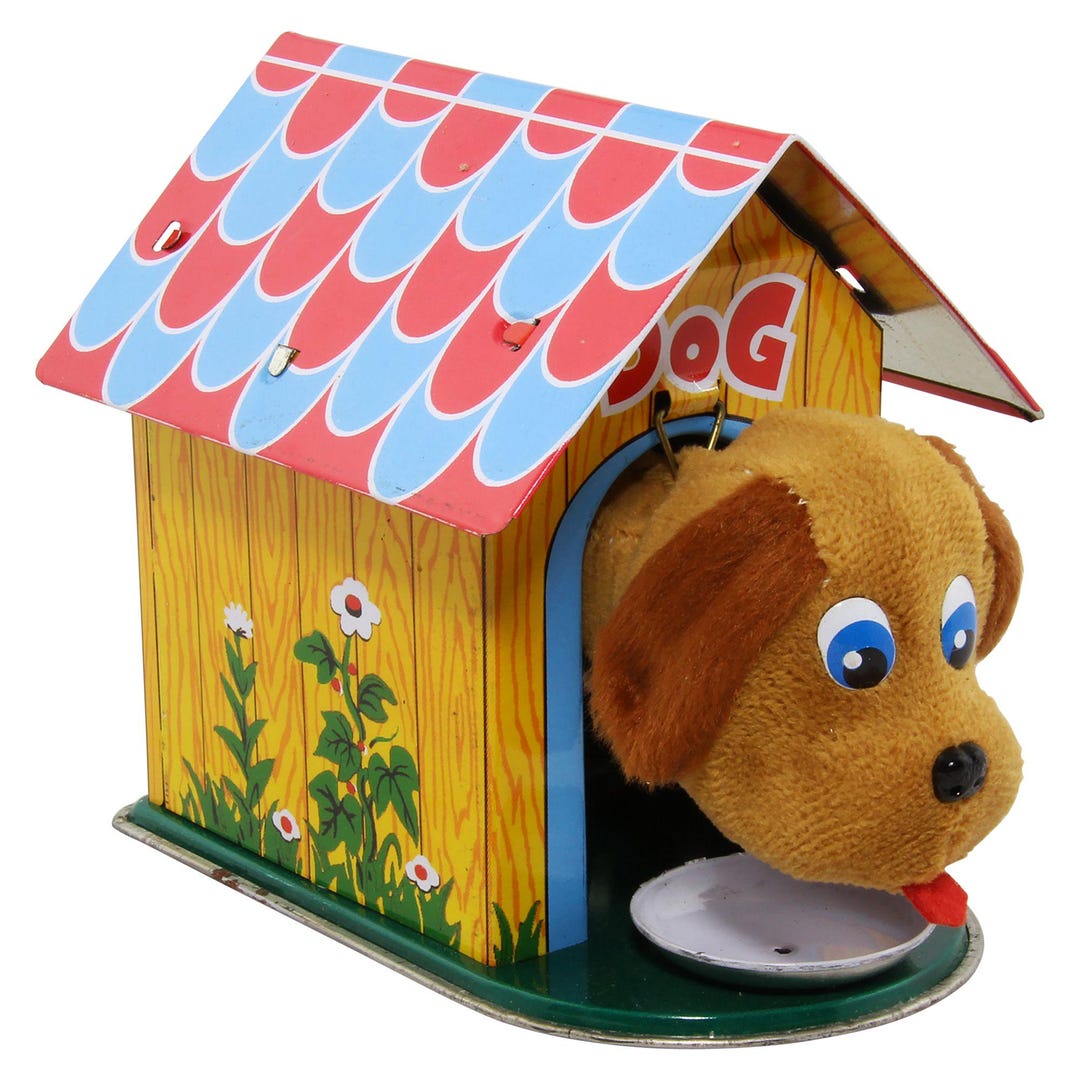 Tin Toy - Dog House - Wind-up Dog in Doghouse - Etsy