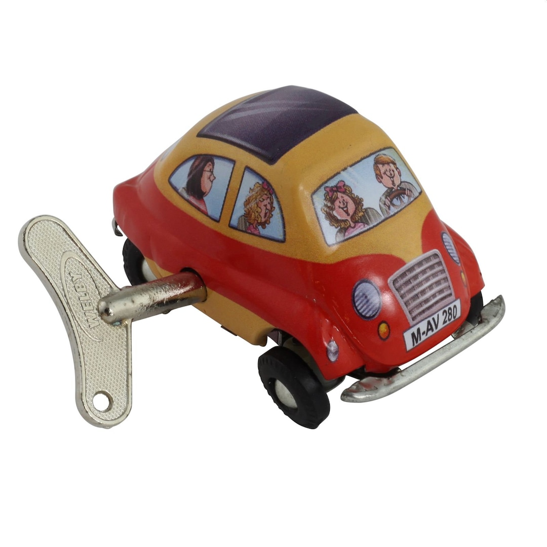 Tin Toy Wind-up Car Mini Racer Yellow Red Tin Car - Etsy