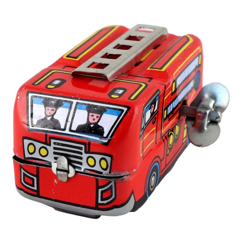 Tin Toy Fire Truck Ladder Vehicle Red Fire Brigade - Etsy
