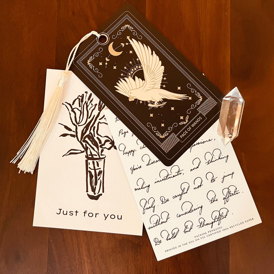 Handmade Tarot Card Bookmark - Intuitively Chosen With Handwritten ...