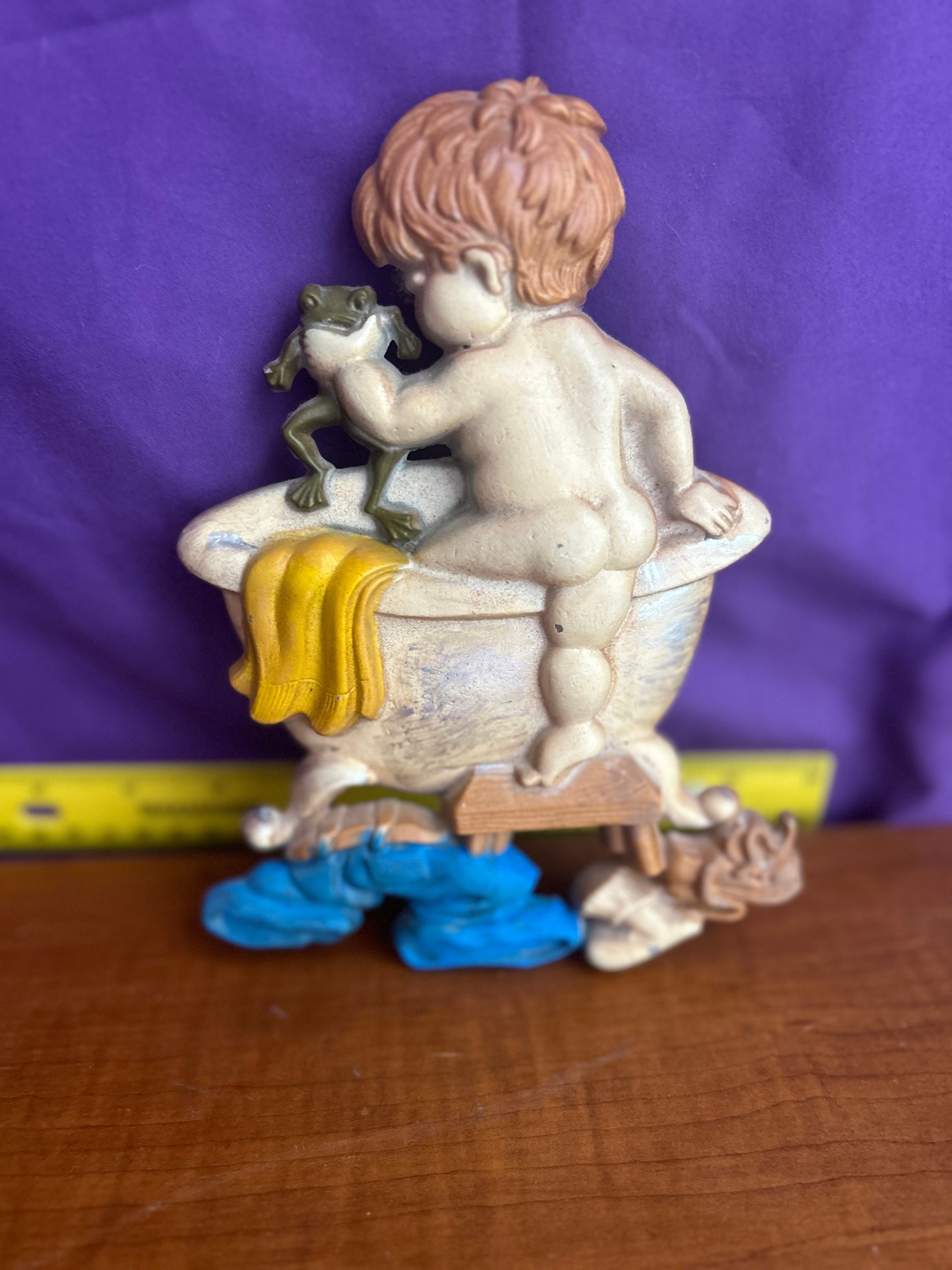 Vintage Metal Boy in the Bathtub Wall Art - Etsy