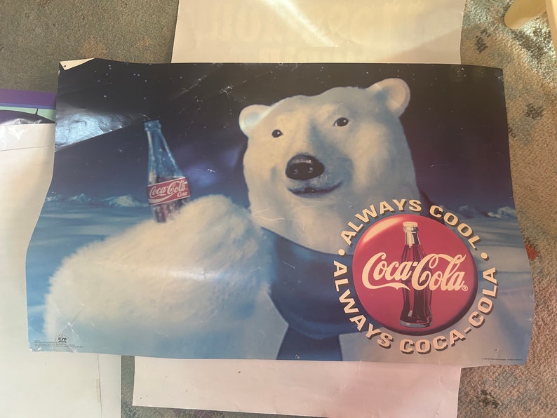 33x23 Coca Cola Polar Bear 90s Poster - Etsy