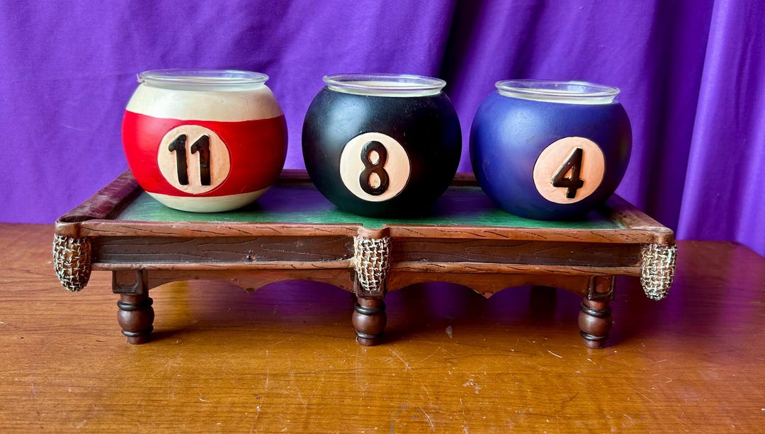 Billiards Three Balls on a Pool Table Candle Holder - Etsy