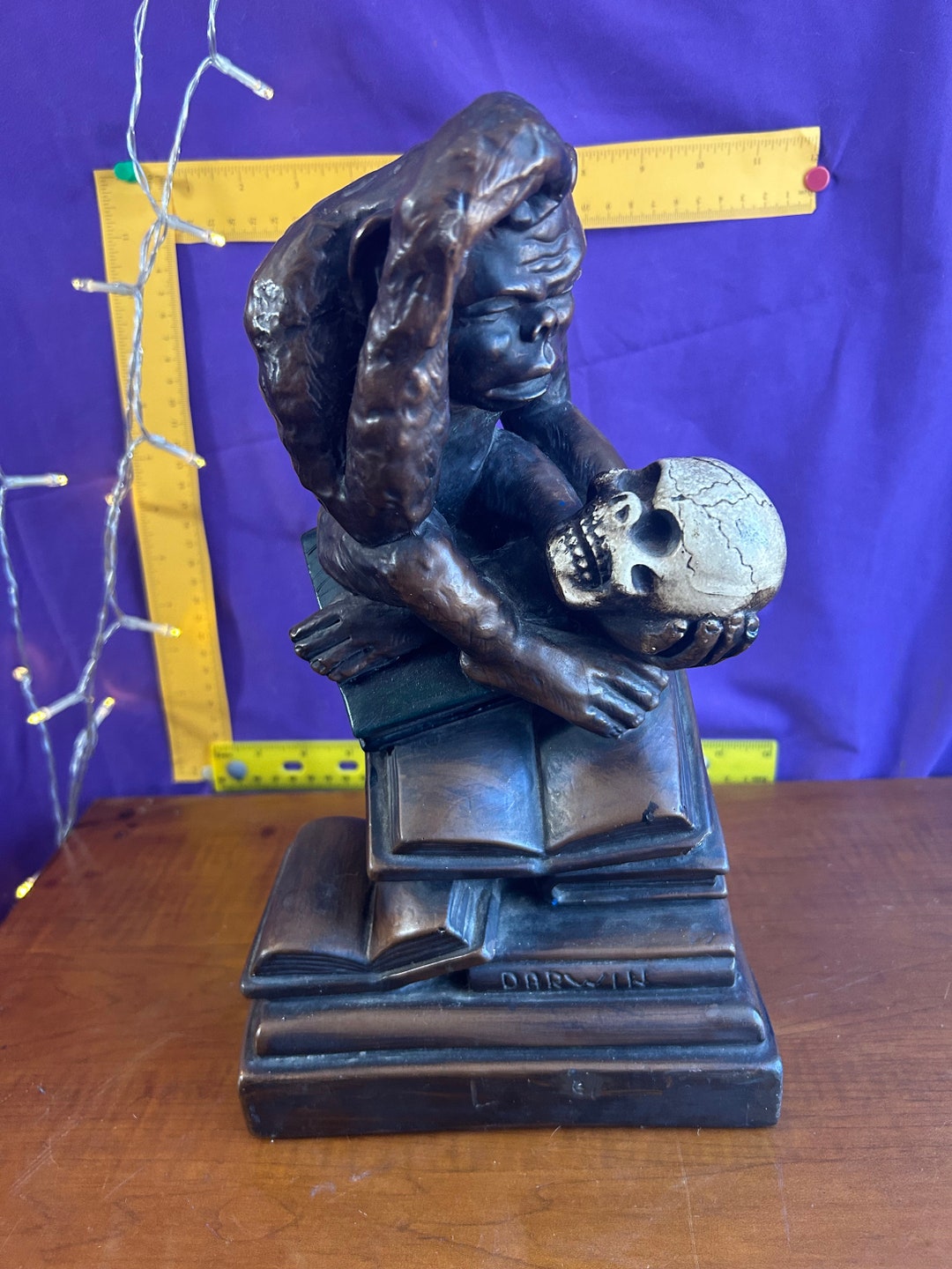 Monkey Pondering a Skull - Etsy