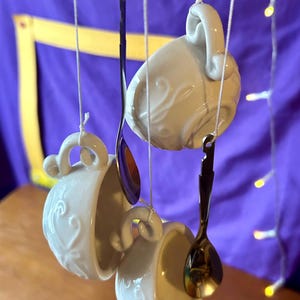 Ceramic Indoor Outdoor Teapot & Cups Windchime-white - Etsy