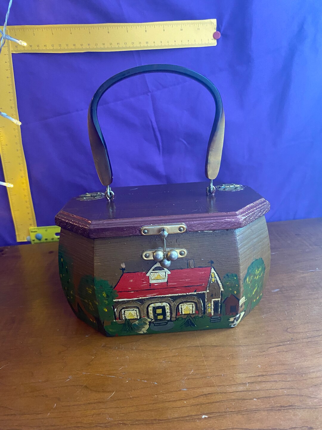 Hand Painted Wooden Box Purse - Etsy