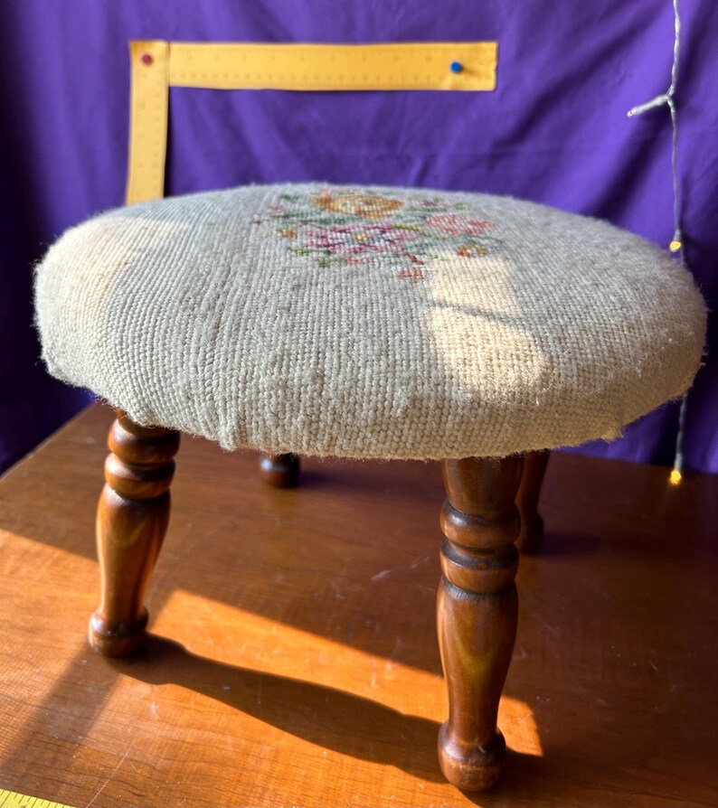Embroidered Vintage Foot Stool - Etsy