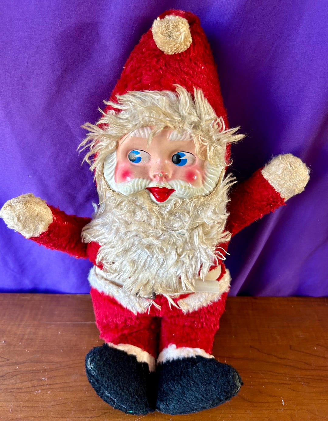 Blue Eyed Plush Santa With Hard Face From 1950s - Etsy