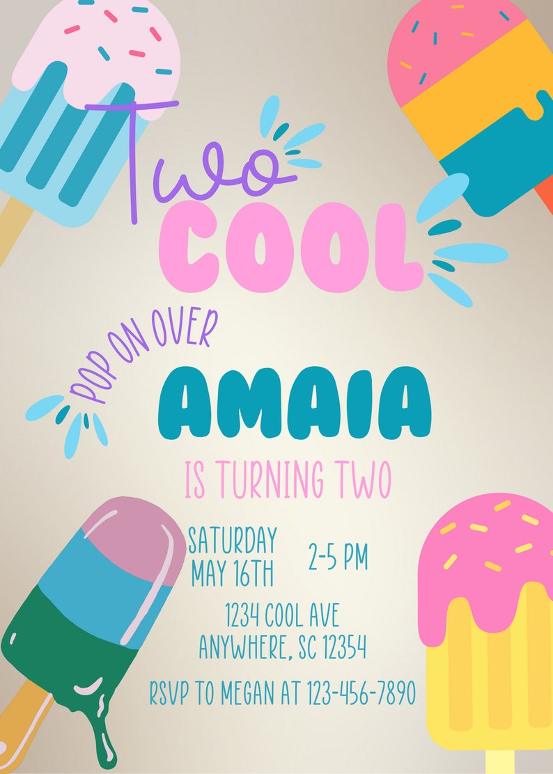 Two Cool Birthday Invitation - Etsy