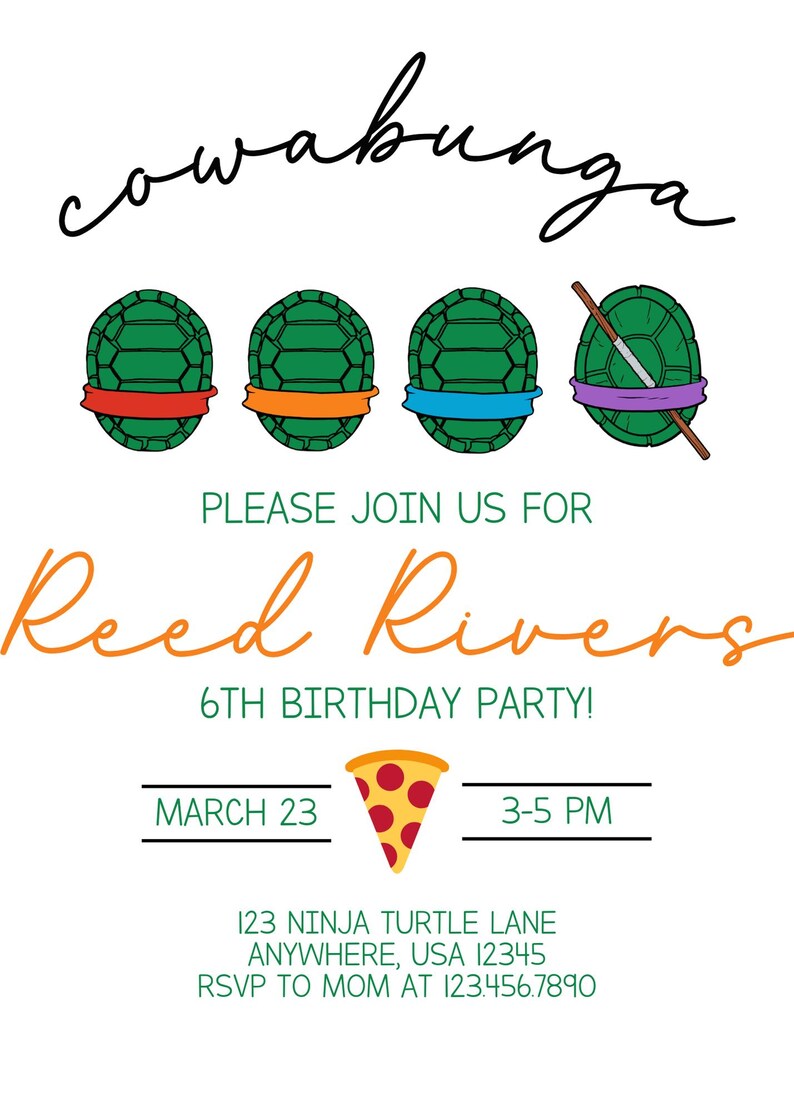 Ninja Turtles Birthday Invitation: Cowabunga Party - Etsy